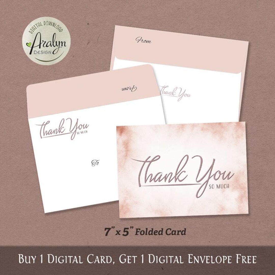 Printable THANK YOU Card 7x5 Folded / Instant Download / Card Template ...
