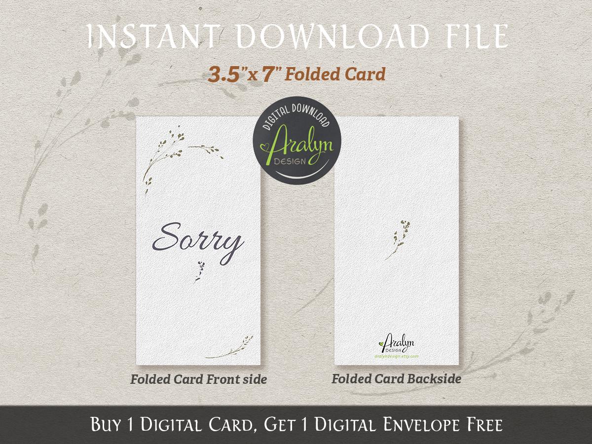 Printable Sorry Card | Printable Sorry Card 3.5x7 Folded | Minimalist ...