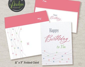 Printable Birthday Cards Birthday Card 5x7 Folded Printable Abstract ...