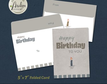Printable BIRTHDAY Card 5x7 Folded / Instant Download / Card Template ...
