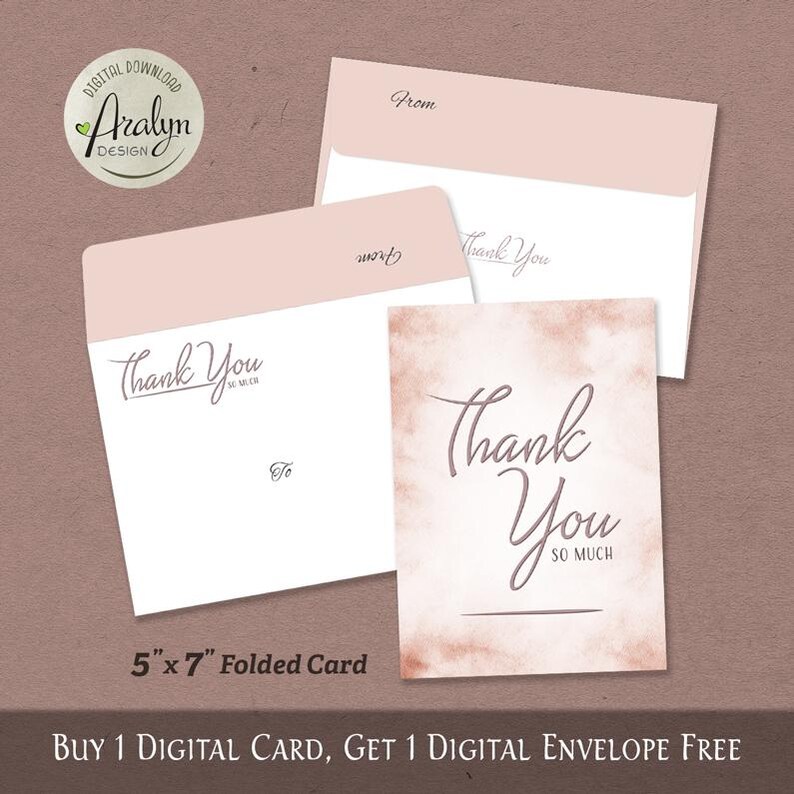 Printable THANK YOU Card 5x7 Folded / Instant Download / Card Template ...