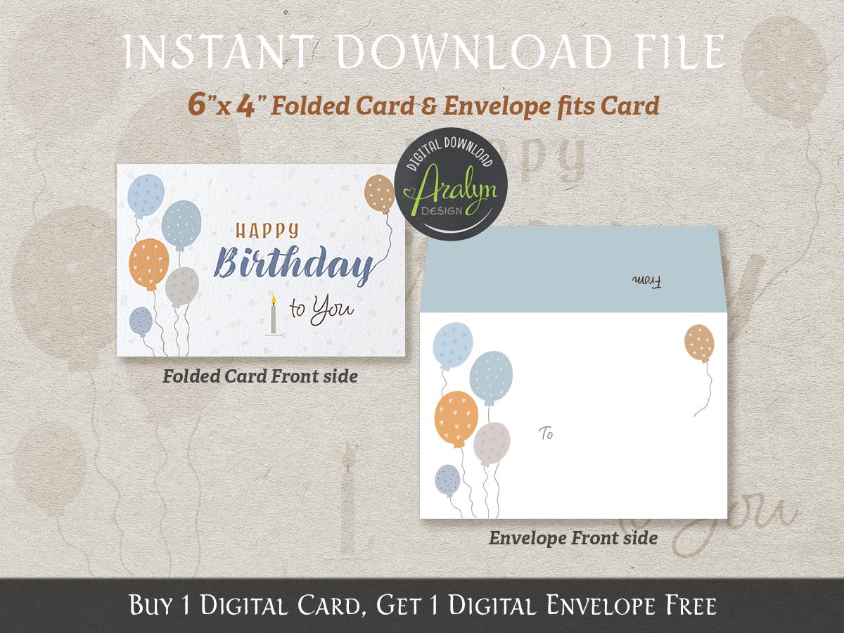 Printable Birthday Cards | Cute Balloons Birthday Card 6x4 Folded ...