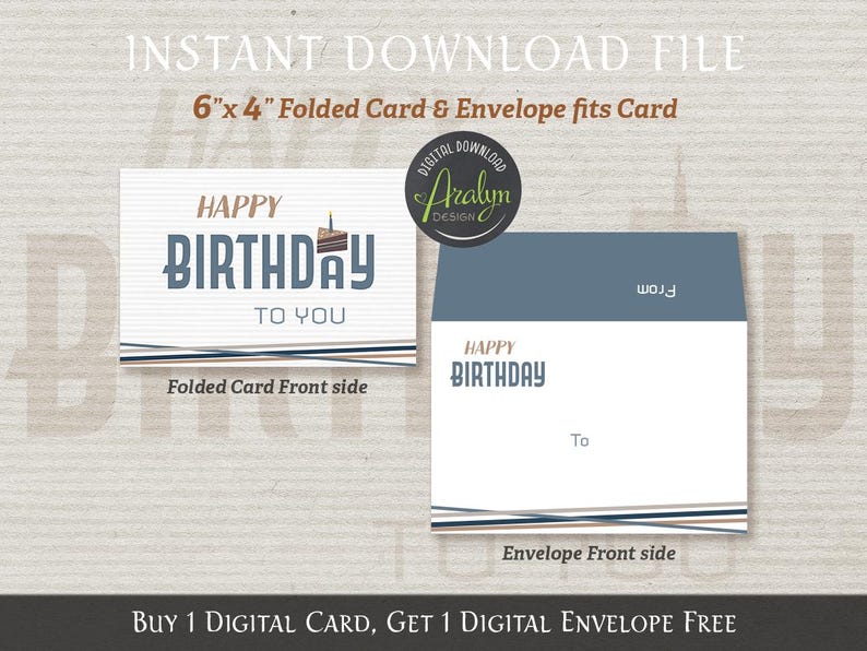 Printable Birthday Card | Birthday Cake With Candle Card 6x4 Folded ...