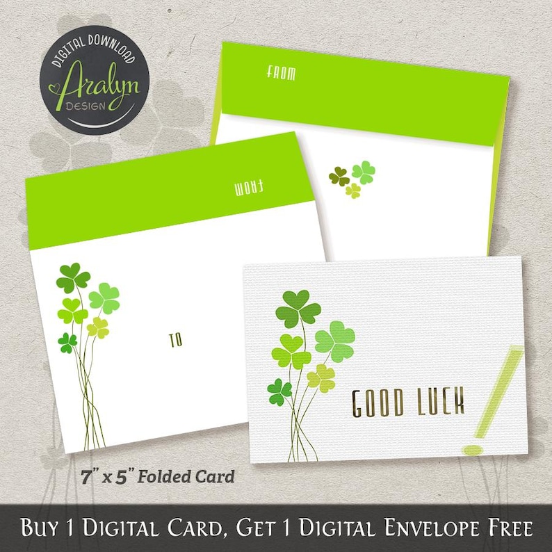 Printable Good Luck Cards | Good Luck Card 7x5 Folded | Good Luck Card ...