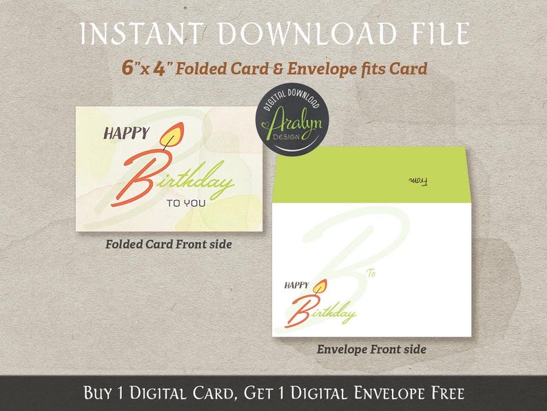 Printable Birthday Cards Birthday Card 6x4 Folded Printable Abstract ...
