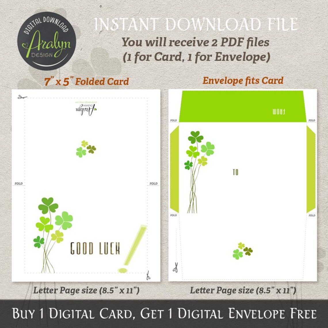 Printable Good Luck Cards | Good Luck Card 7x5 Folded | Good Luck Card ...