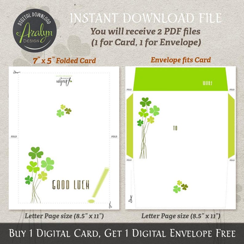 Printable Good Luck Cards | Good Luck Card 7x5 Folded | Good Luck Card ...