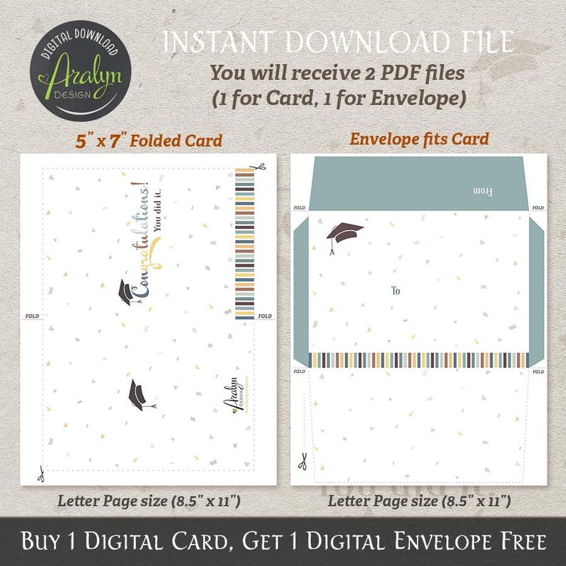Printable Congratulations Cards | Graduation Congratulations Card 5x7 ...