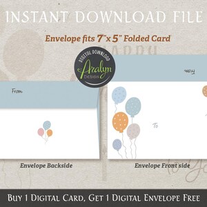 Printable Birthday Cards | Cute Balloons Birthday Card 7x5 Folded ...
