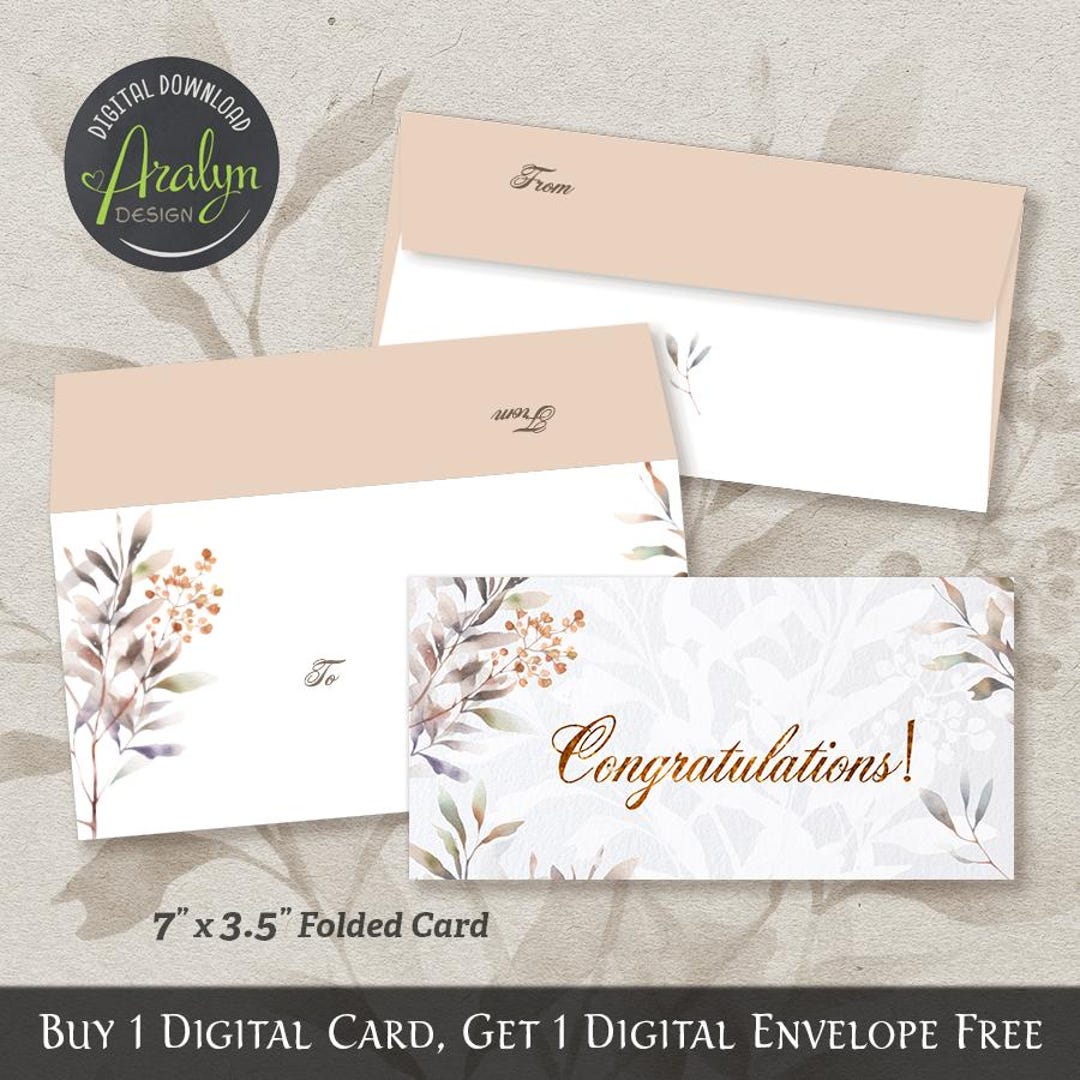 Printable Congratulations Cards | Watercolor Flowers Wedding ...