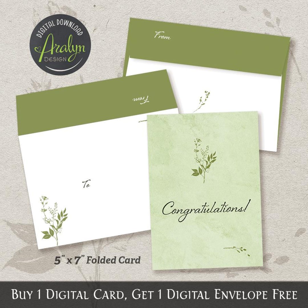 Printable Congratulations Card | Green Abstract Flower Congratulations ...