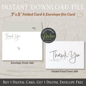 Printable Thank You Cards | Small Heart Minimalist Thank You Card 7x5 ...