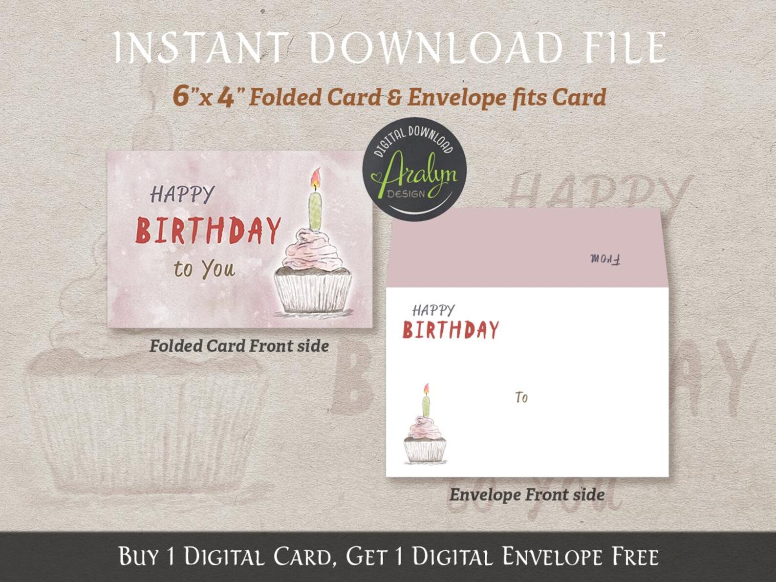 Printable Birthday Cards | Happy Birthday Card 6x4 Folded | Printable ...