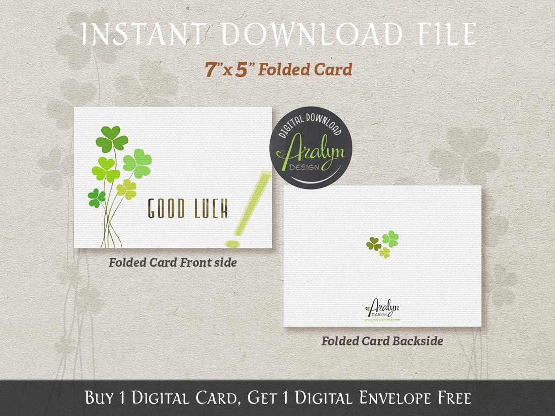Printable Good Luck Cards | Good Luck Card 7x5 Folded | Good Luck Card ...