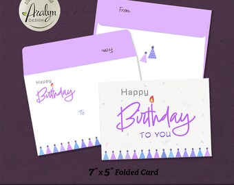 Printable THANK YOU Card 7x5 Folded / Instant Download / Card Template ...