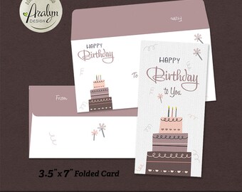 Printable BIRTHDAY Card 5x7 Folded / Instant Download / Card Template ...