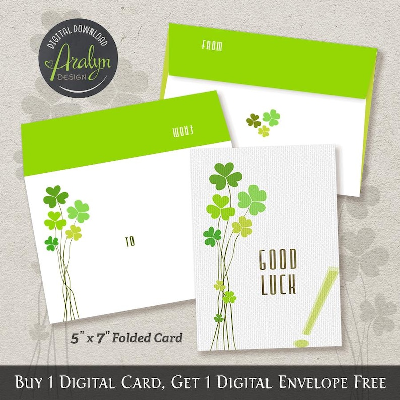 Printable Good Luck Cards | Good Luck Card 5x7 Folded | Good Luck Card ...