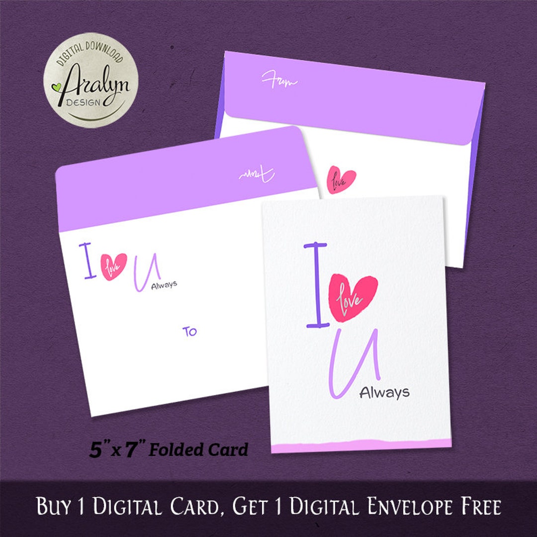 Printable LOVE Card 5x7 Folded / Instant Download / Card Template ...
