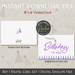 Printable Happy Birthday Card | Abstract Birthday Hats Card 6x4 Folded ...