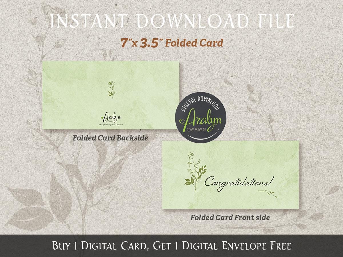 Printable Congratulations Card | Green Abstract Flower Congratulations ...