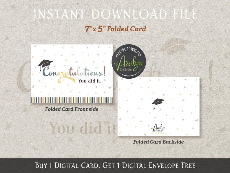 Printable Congratulations Cards | Graduation Congratulations Card 7x5 ...