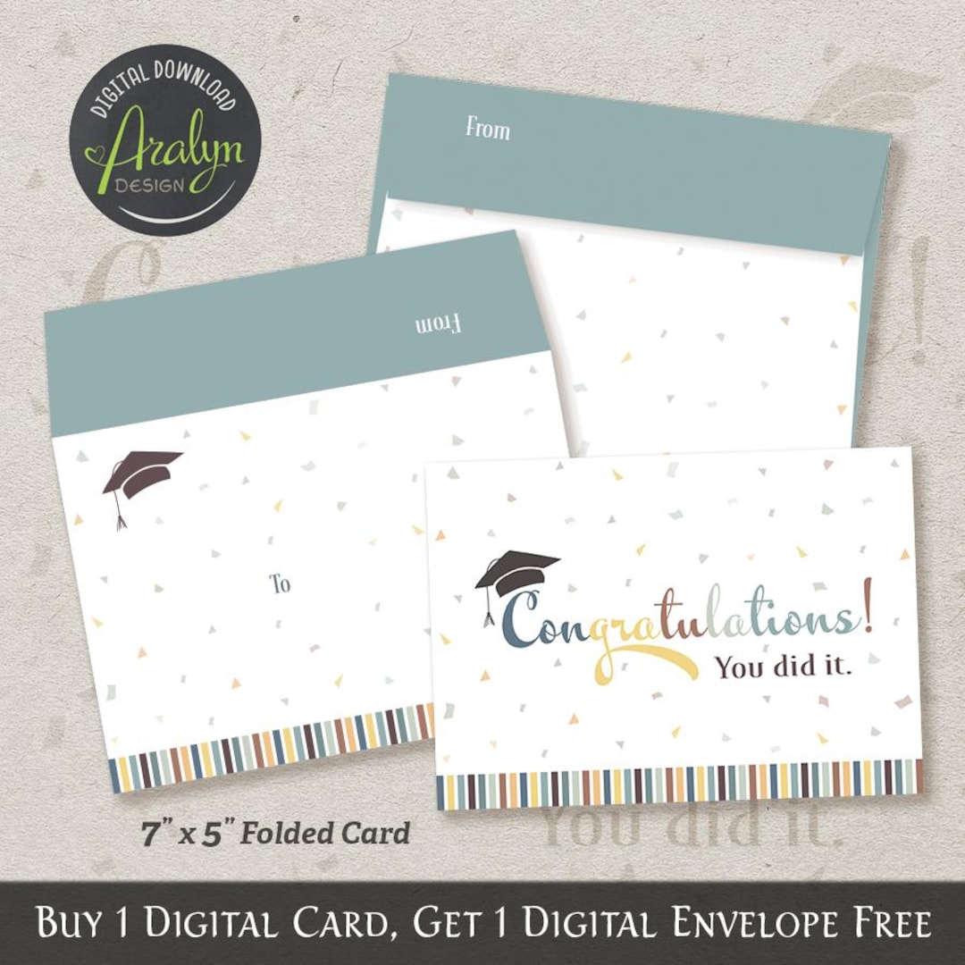 Printable Congratulations Cards | Graduation Congratulations Card 7x5 ...