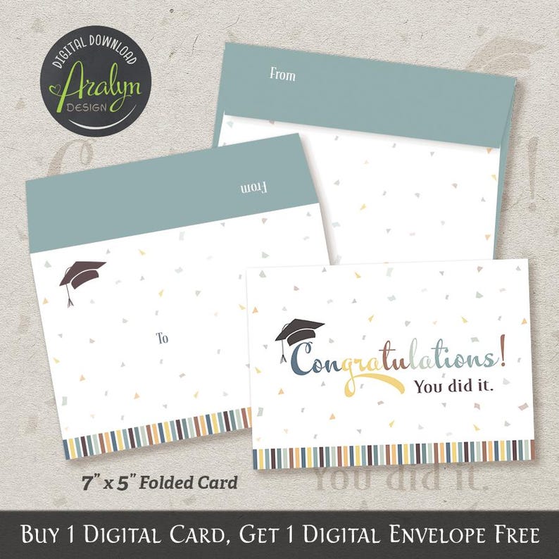 Printable Congratulations Cards | Graduation Congratulations Card 7x5 ...