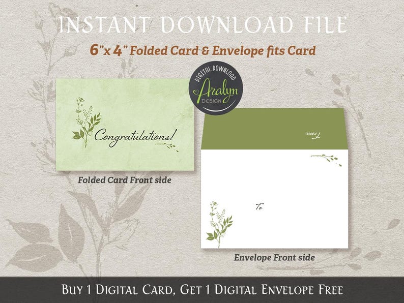 Printable Congratulations Card | Green Abstract Flower Congratulations ...