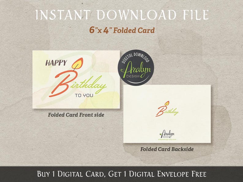 Printable Birthday Cards Birthday Card 6x4 Folded Printable Abstract ...