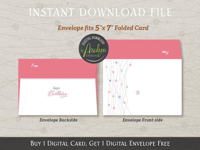 Printable Birthday Cards | Birthday Card 5x7 Folded | Printable Pink ...