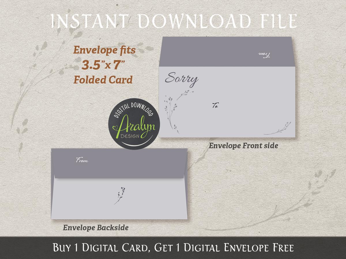 Printable Sorry Card | Printable Sorry Card 3.5x7 Folded | Minimalist ...