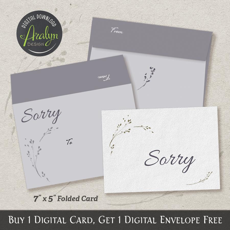 Printable Sorry Cards | Printable Sorry Card 7x5 Folded | Minimalist ...