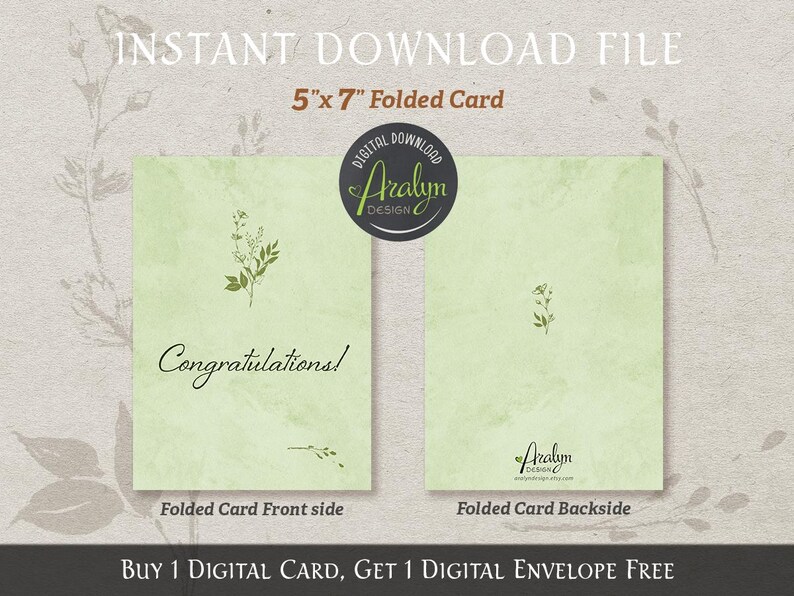 Printable Congratulations Card | Green Abstract Flower Congratulations ...