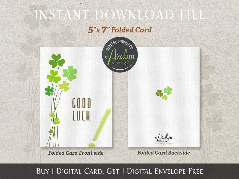Printable Good Luck Cards | Good Luck Card 5x7 Folded | Good Luck Card ...