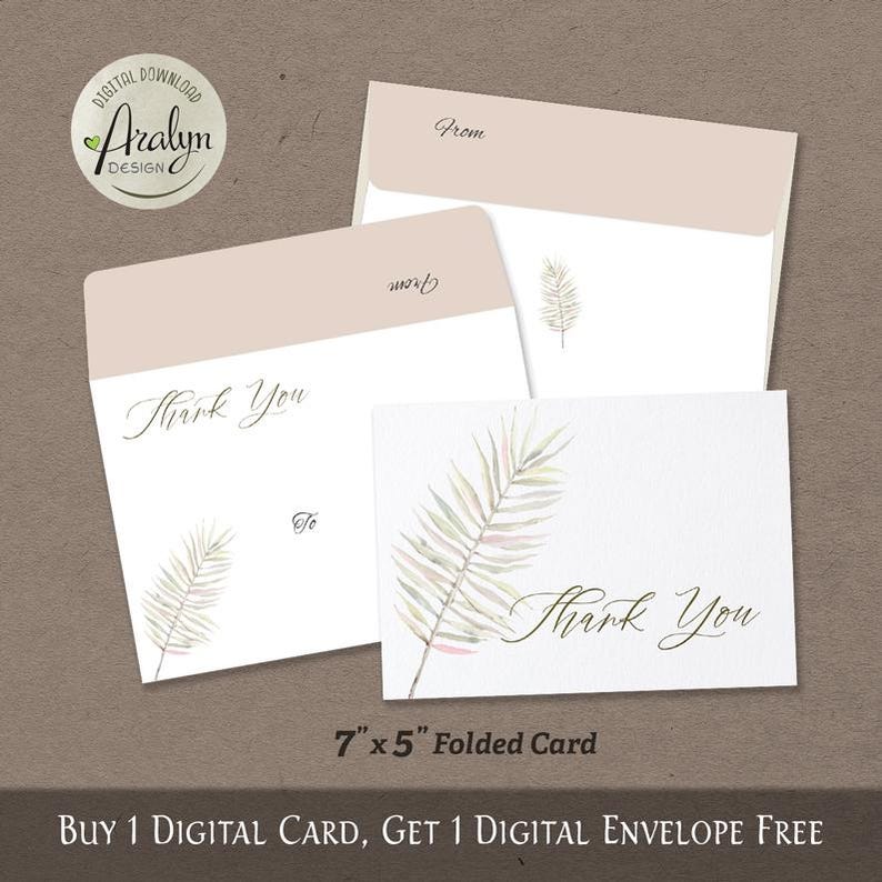 Printable THANK YOU Card 7x5 Folded / Instant Download / Card Template ...
