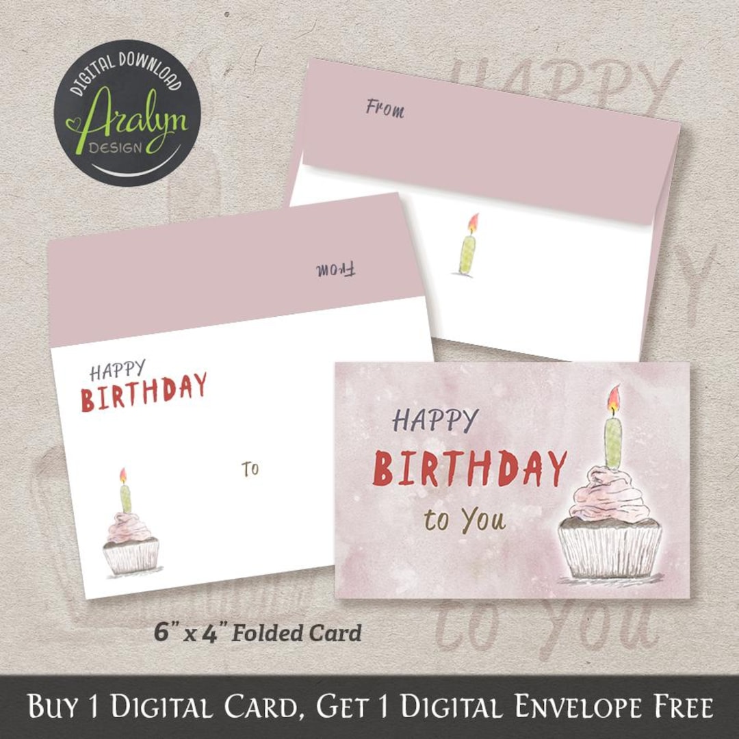 Printable Birthday Cards | Happy Birthday Card 6x4 Folded | Printable ...