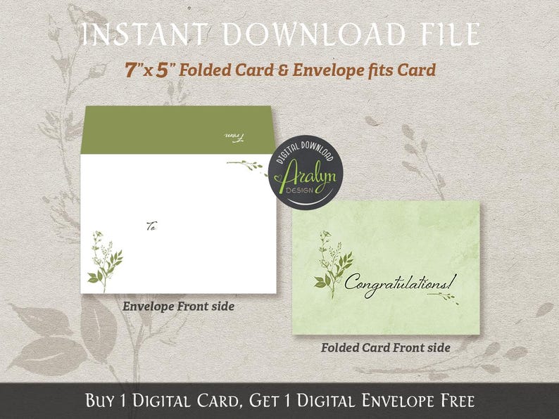Printable Congratulations Card | Green Abstract Flower Congratulations ...