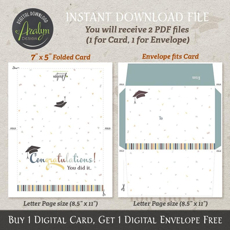 Printable Congratulations Cards | Graduation Congratulations Card 7x5 ...
