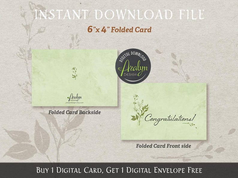 Printable Congratulations Card | Green Abstract Flower Congratulations ...