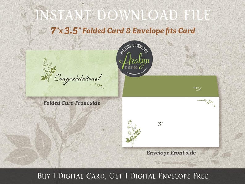 Printable Congratulations Card | Green Abstract Flower Congratulations ...