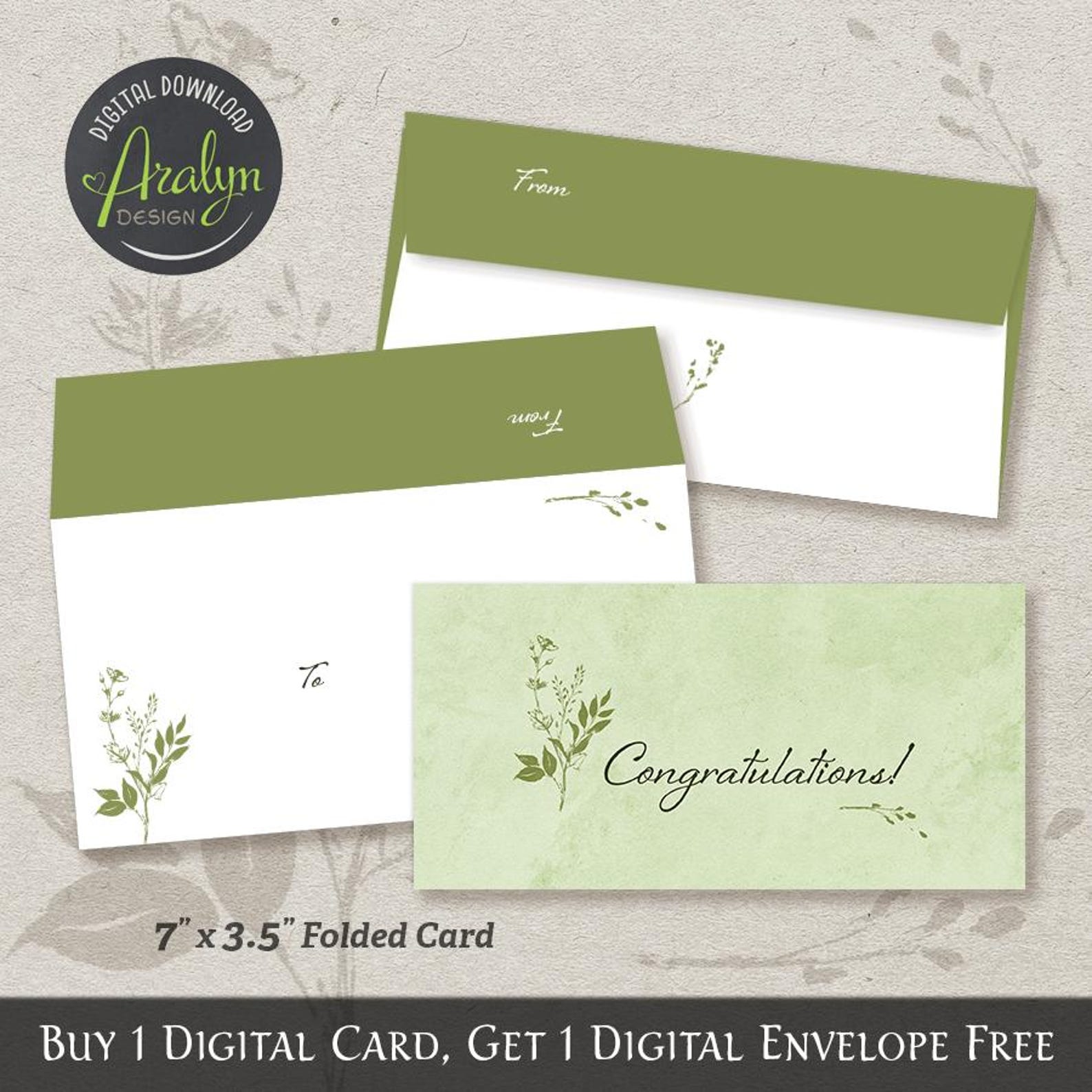 Printable Congratulations Card | Green Abstract Flower Congratulations ...