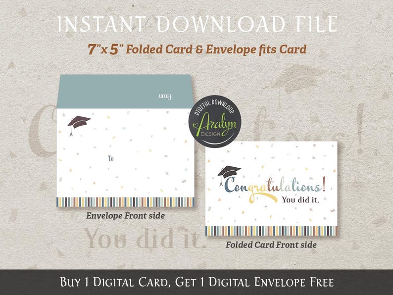 Printable Congratulations Cards | Graduation Congratulations Card 7x5 ...