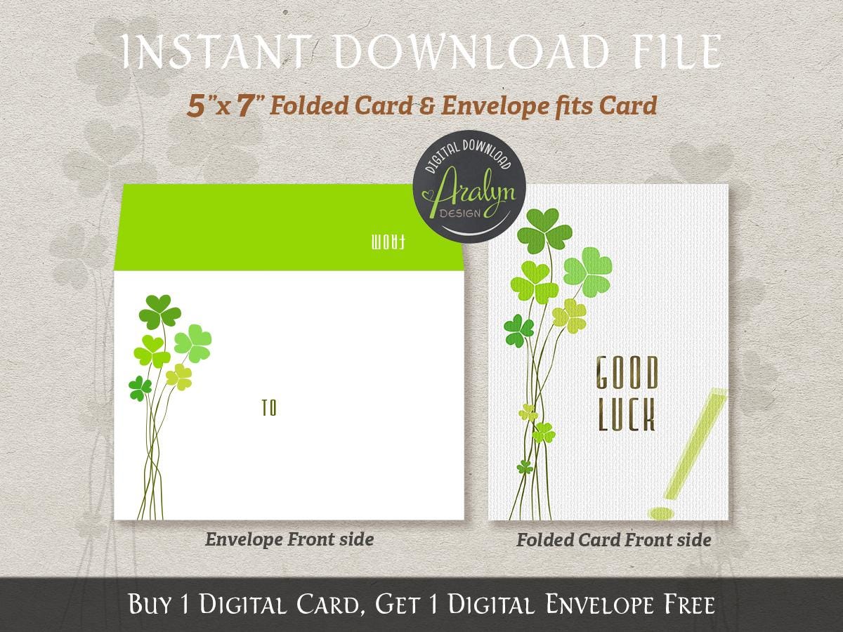 Printable Good Luck Cards | Good Luck Card 5x7 Folded | Good Luck Card ...