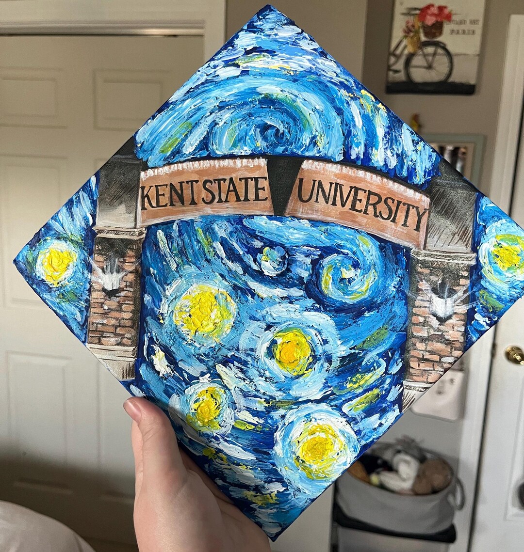 Customizable Graduation Cap: Hand-painted Starry Night Design - Etsy
