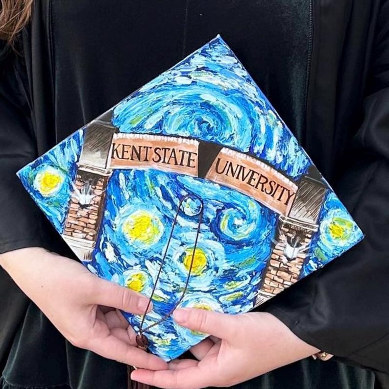 Customizable Graduation Cap: Hand-painted Starry Night Design - Etsy