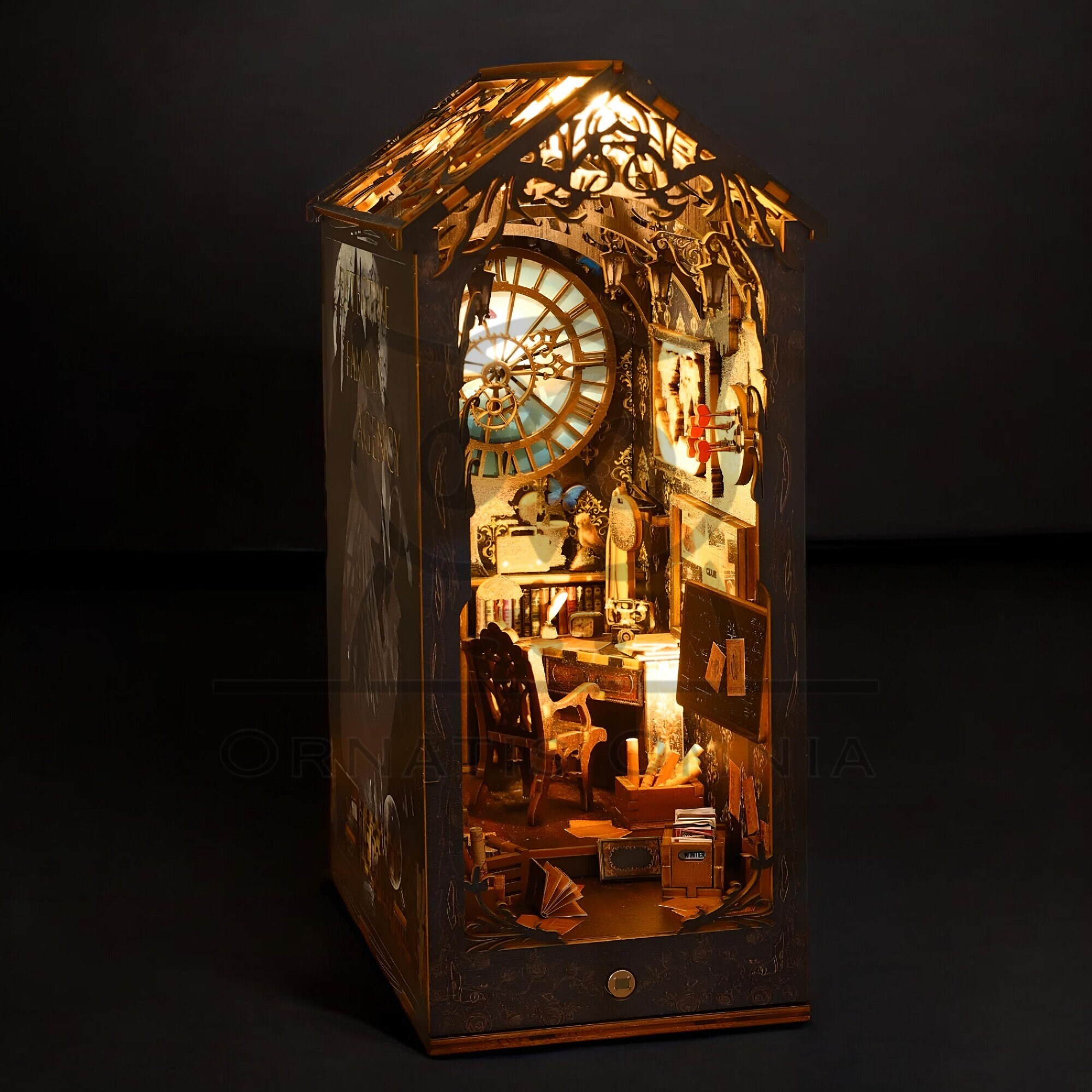 DIY 3D Wooden Book Nook Kit With LED Lights Miniature Bookshelf Model ...
