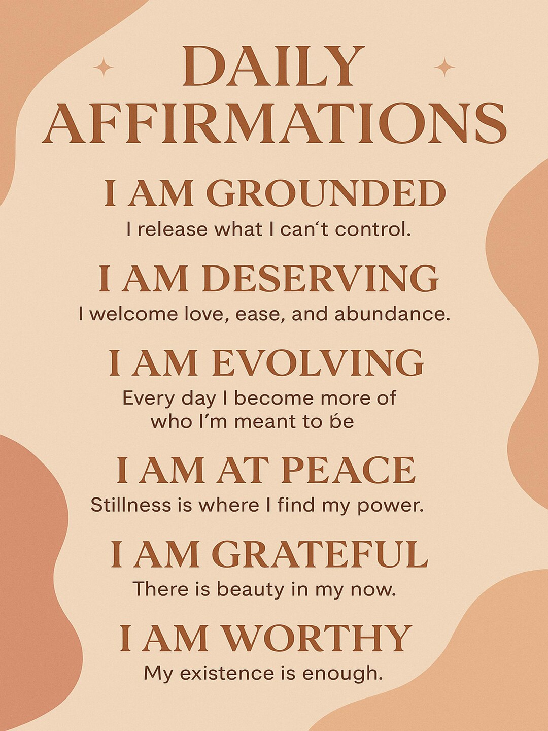 Downloadable Daily Affirmations Wall Art, Self Love Poster, Mental ...