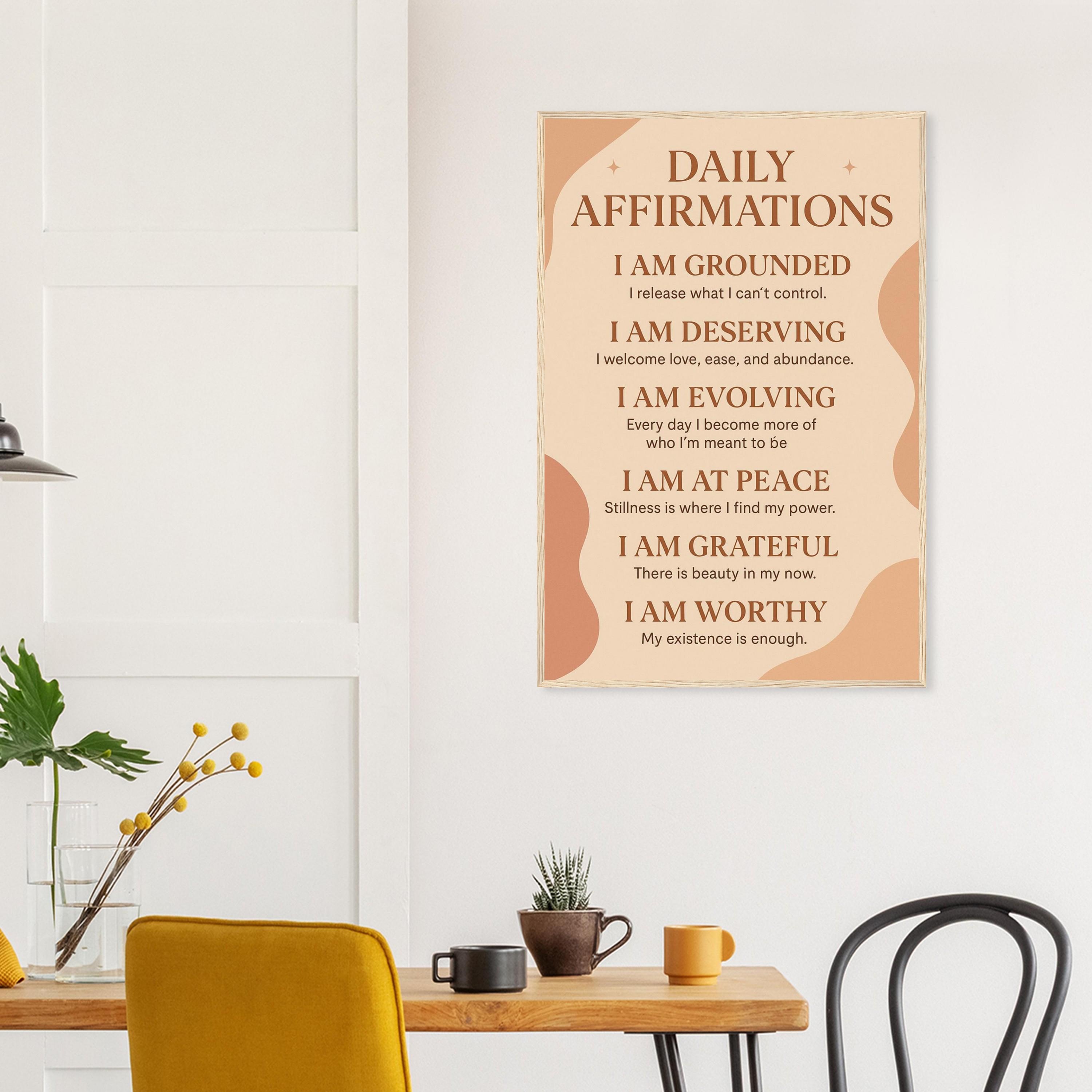 Daily Affirmations Wall Art, Self Love Poster, Mental Health Wall Art ...