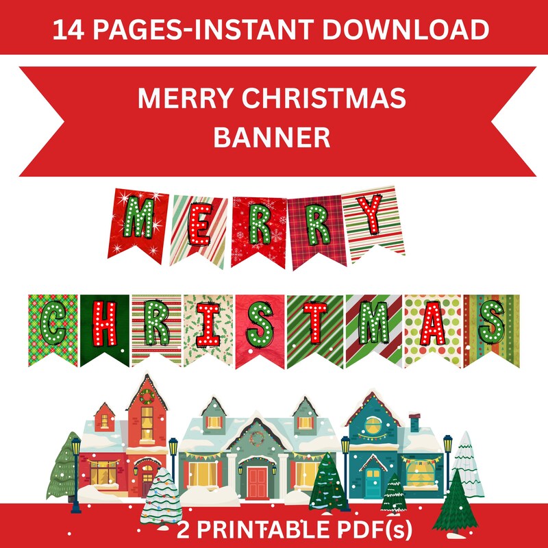 Merry Christmas Banner - Etsy
