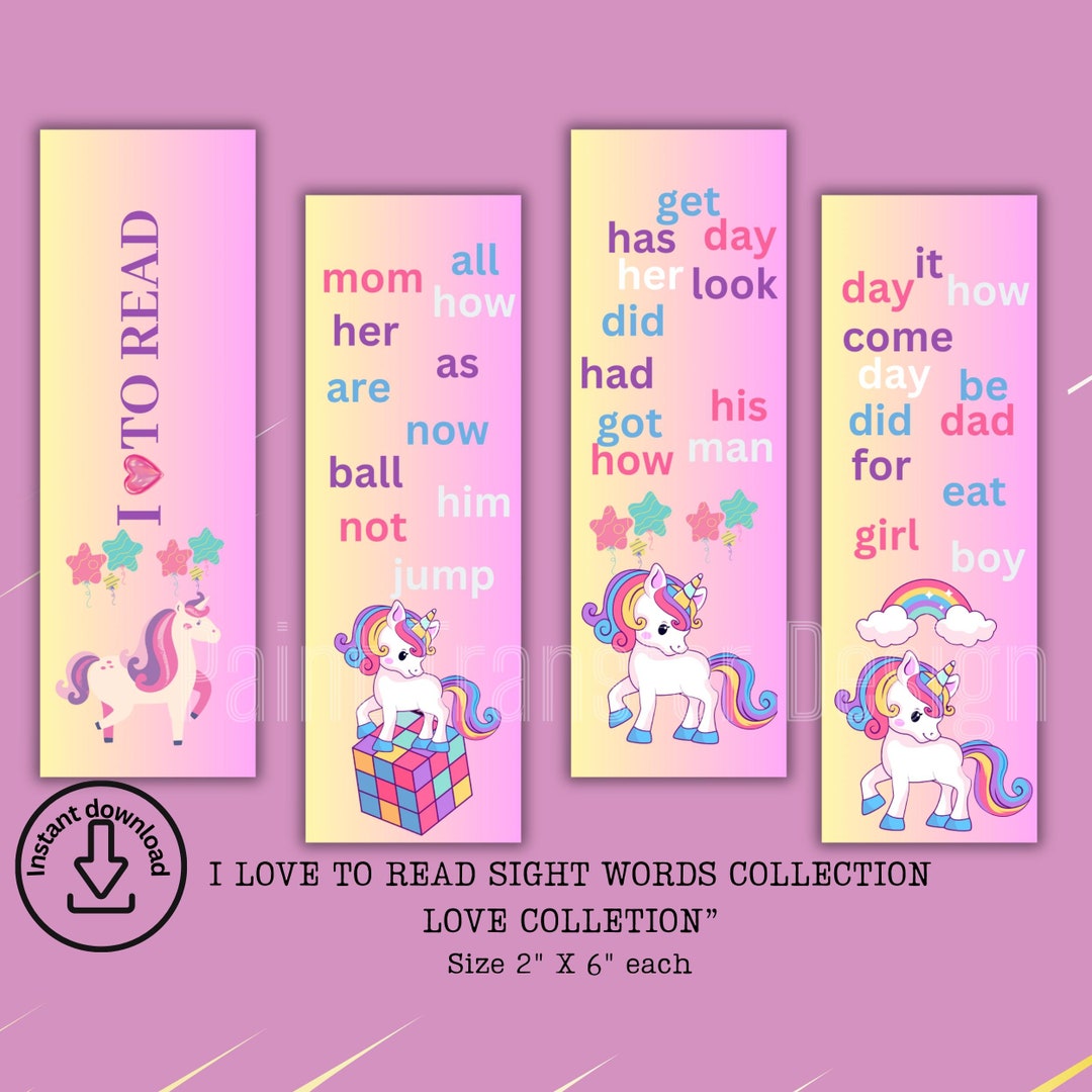 Cute I Love to Read Printable Bookmarks for Kids Set of 4 Book Lover ...